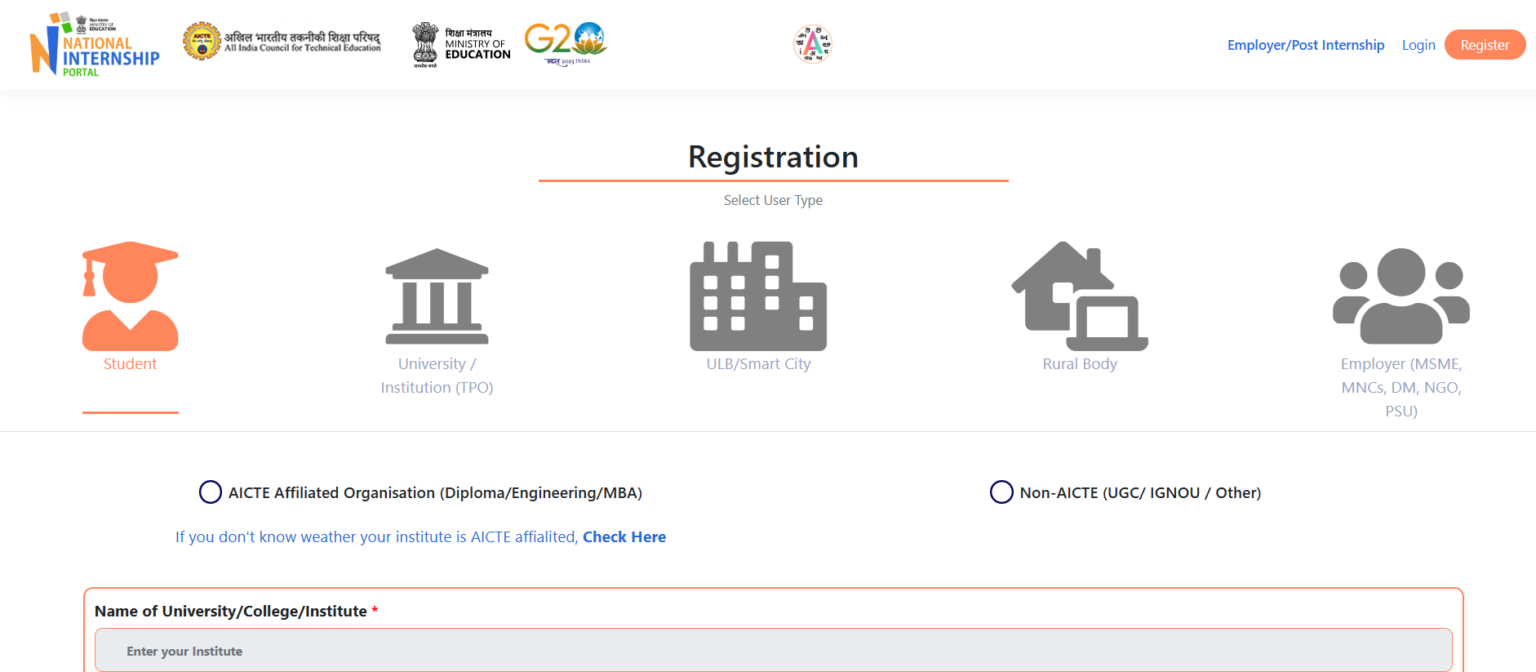 INSTITUTE REGISTRATION PROCESS ON AICTE INTERNSHIP PORTAL