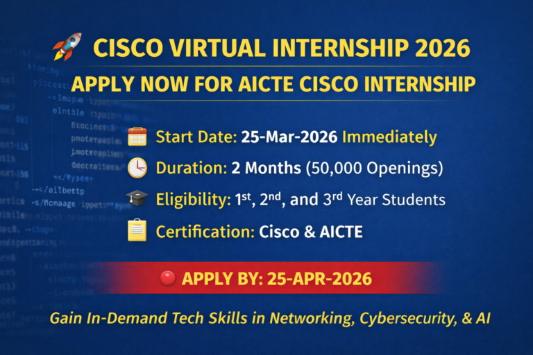 CISCO VIRTUAL INTERNSHIP 2026 – Apply Now for AICTE Cisco Internship ...